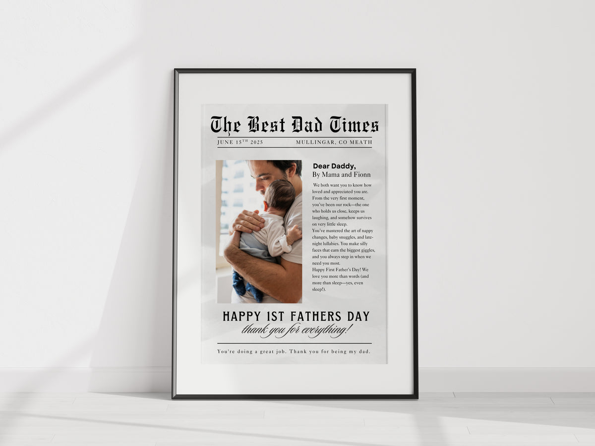 Dad Newspaper Unframed Print - STYLE 2 – HoneyClove Designs