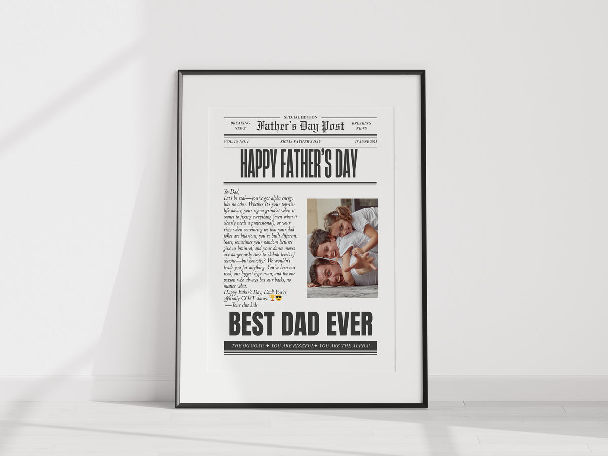 Dad Newspaper Unframed Print - STYLE 3 – HoneyClove Designs