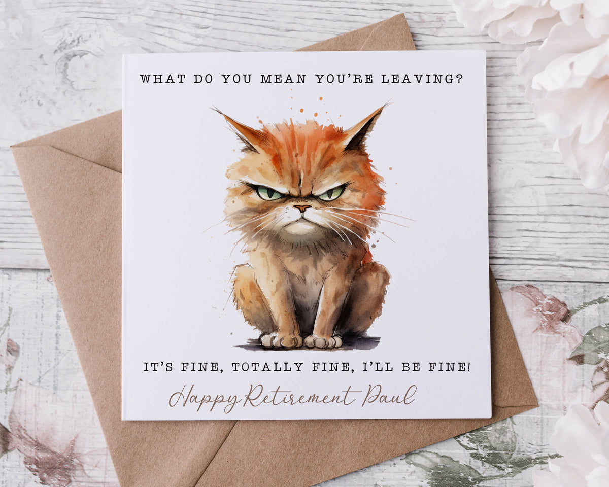 Angry Cat- Retirement Card – HoneyClove Designs