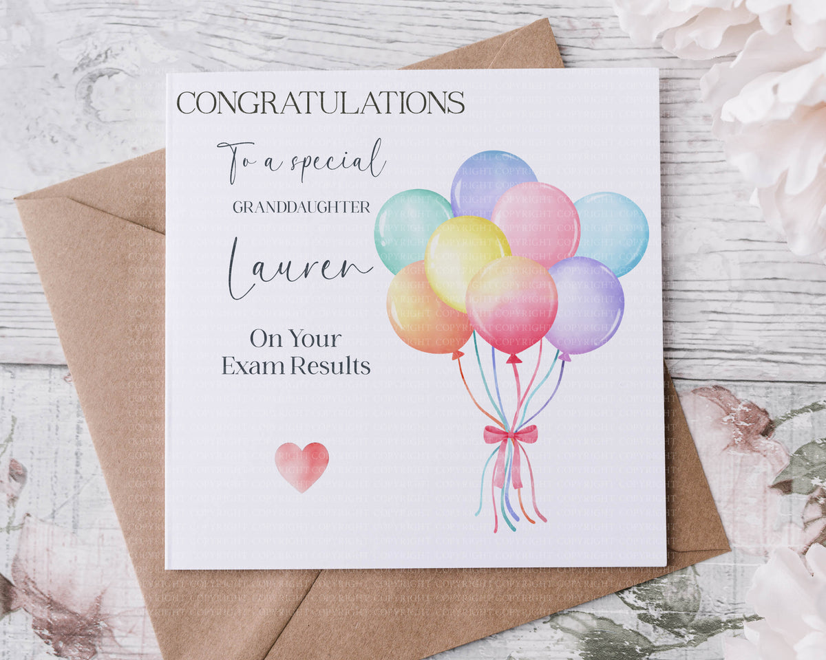 Exam Results Card -Balloons – HoneyClove Designs