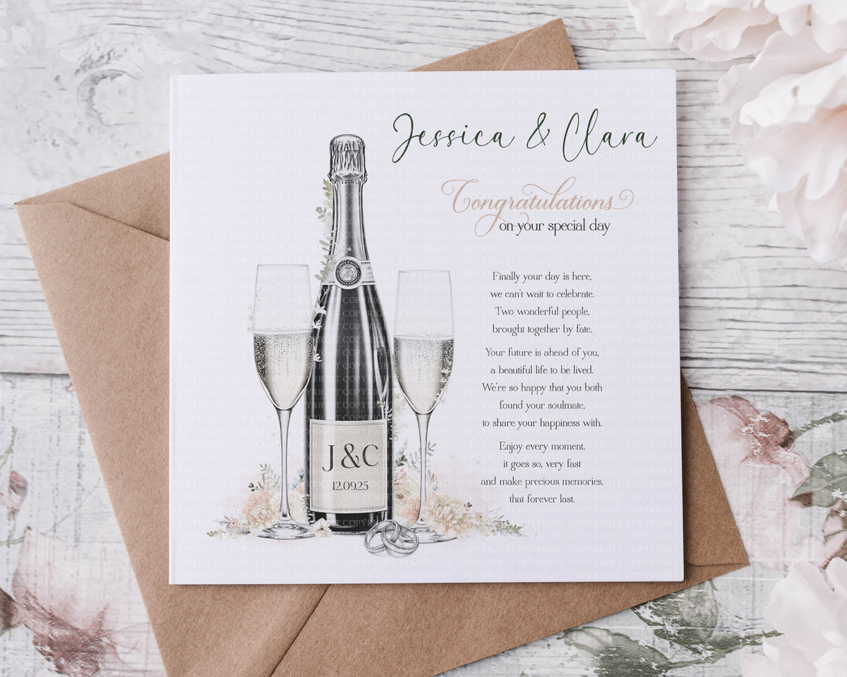 Champagne Wedding Card – HoneyClove Designs